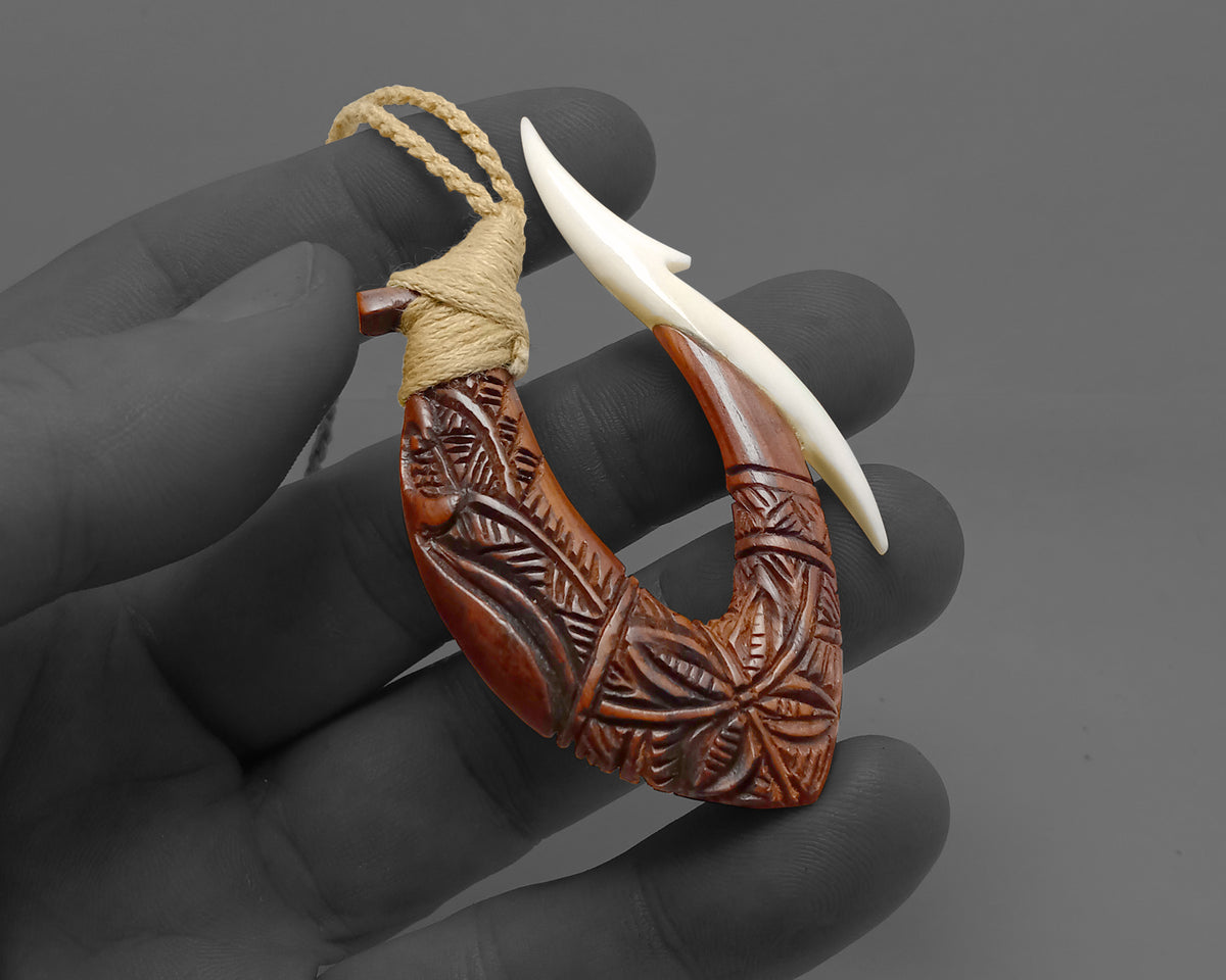 Maori Necklace-No.13 | Hei Matau Fish Hook – Tuwharetoa Bone
