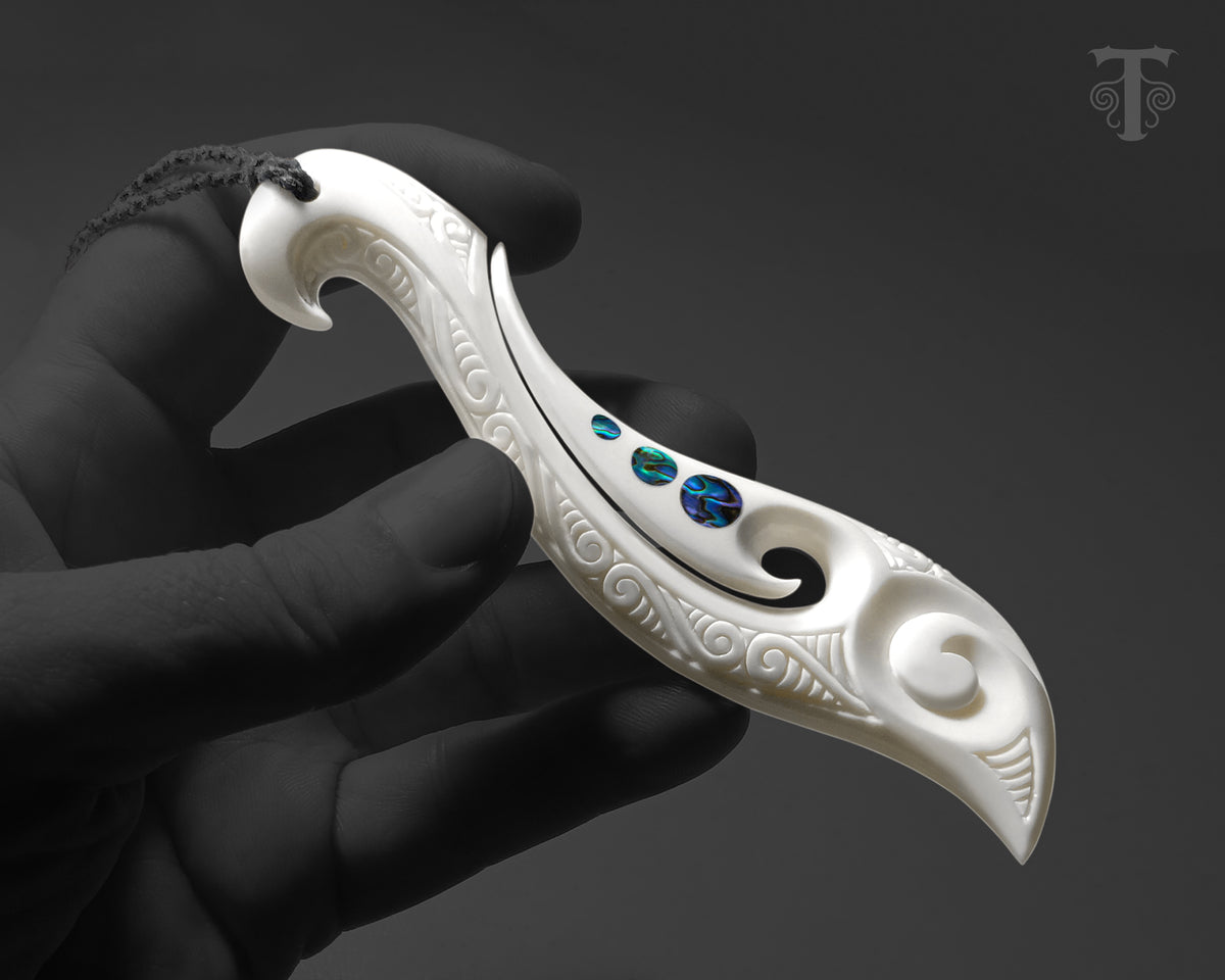 Maori Bone Matau Fish Hook Pendant | Hand-Carved NZ Art – Toa Bone