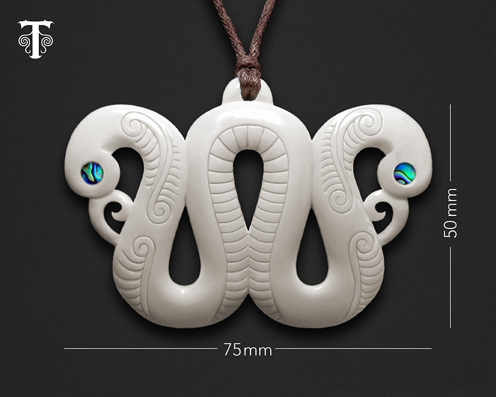 Maori Pekapeka Bone Necklace - Duality & Balance – Toa Bone