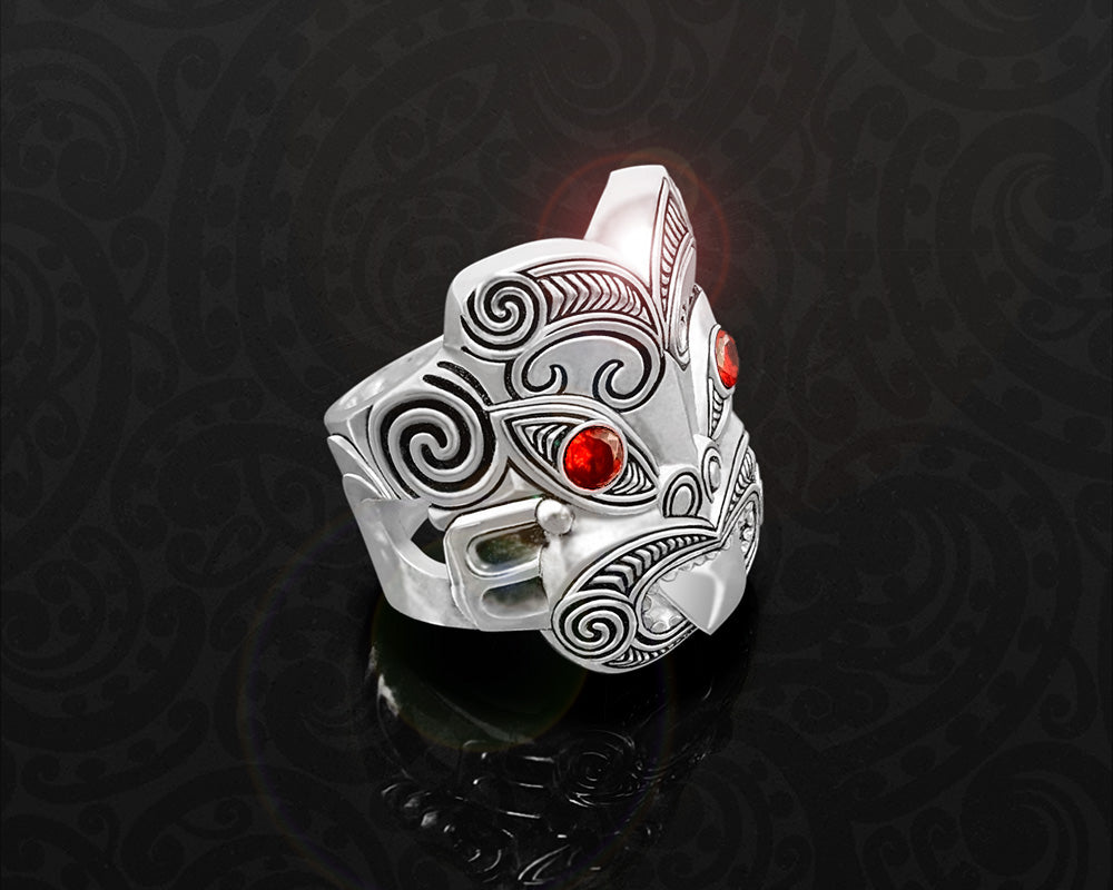 Silver Tūmatauenga Maori Warrior Ring Size 12 – Toa Bone