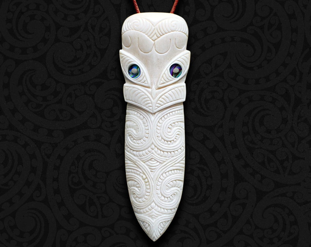 Maori Taiaha Bone Pendant - Tuwharetoa Bone NZ – Toa Bone